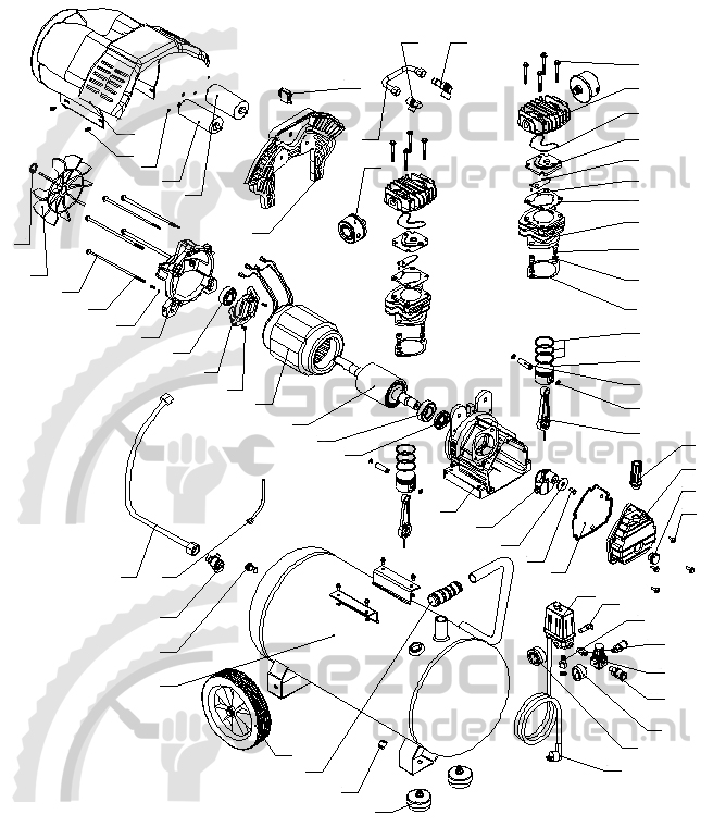 Compressor 100L – 3PK – Gezochteonderdelen